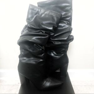 Windsor | Shoes | Windsor Check It Slouch Slipon Heeled Boots | Poshmark